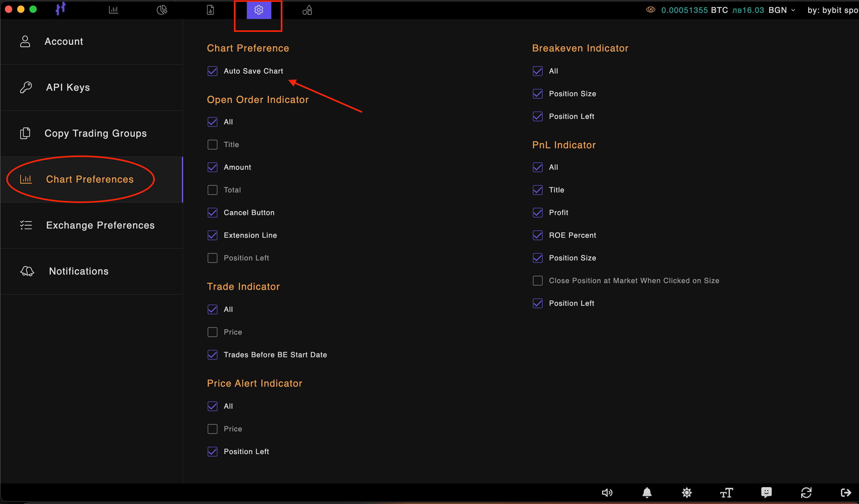 Chart layouts in HyperTrader